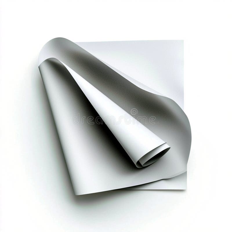 White Paper Sheet Curl Abstract Blank Surface Background Isolated on ...