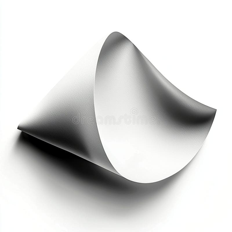 White Paper Sheet Curl Abstract Design Blank Clean Surface Isolated on ...