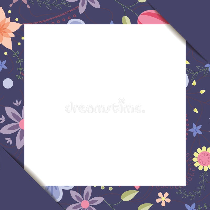 White Paper Sheet in Floral Frame Stock Illustration - Illustration of ...
