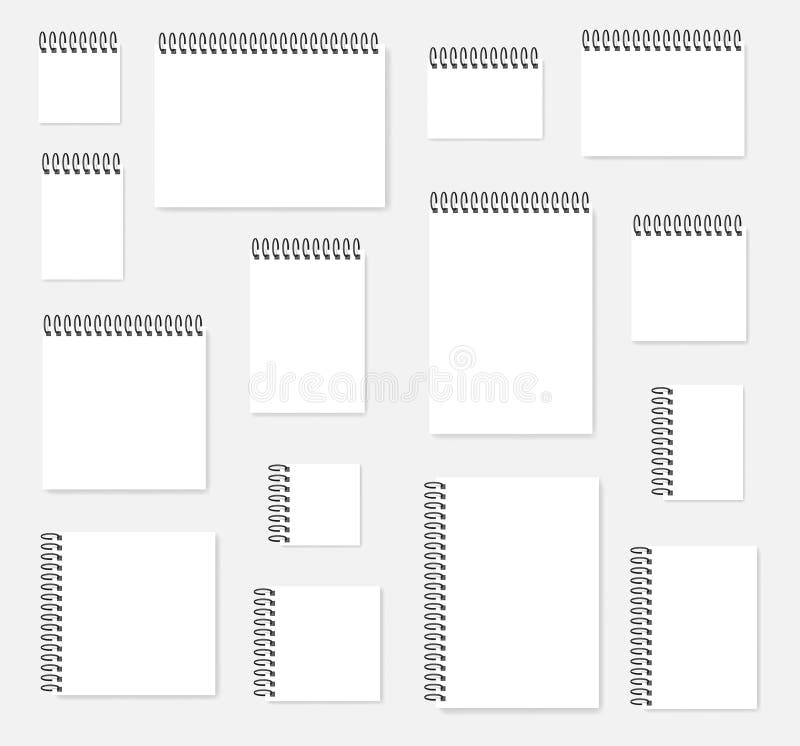 White Paper Sheet with Spiral - Blank Calendar or Notebook Mockup Stock ...