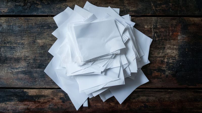 White Paper Sheets Folded and Placed on a Dark Wood Surface for Various ...