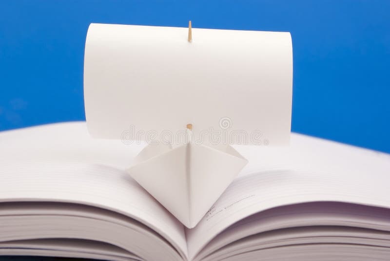 White paper ship stock photo. Image of paper, blue, notebook - 77381188