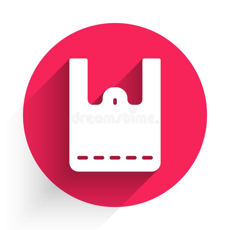 White Paper Shopping Bag Icon Isolated with Long Shadow. Package Sign ...