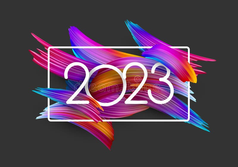 2023 on Gradient Brush Strokes Background Stock Vector - Illustration ...