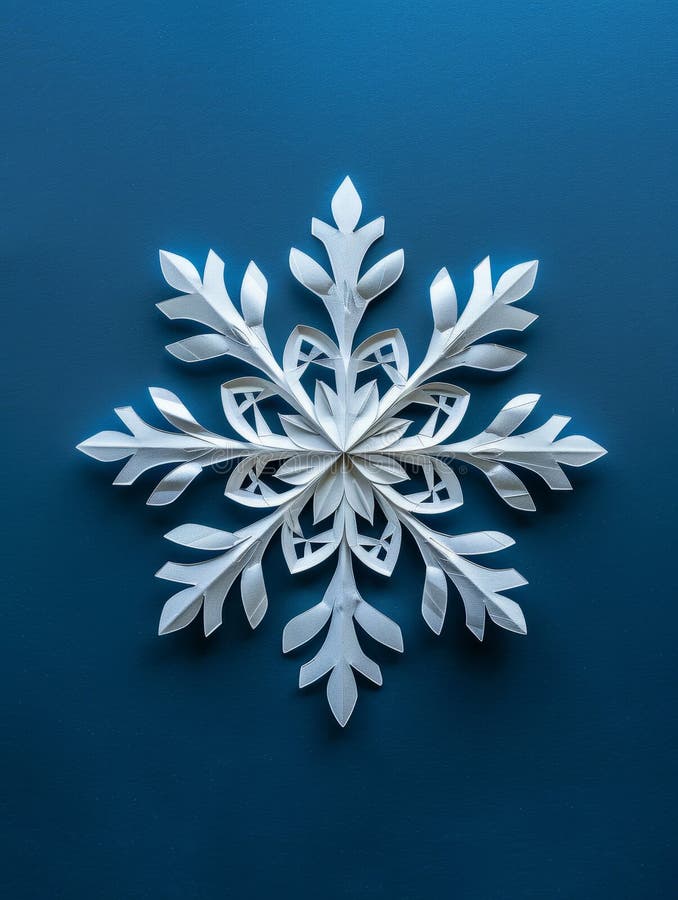A White Paper Snowflake on a Blue Background. Stock Image - Image of ...