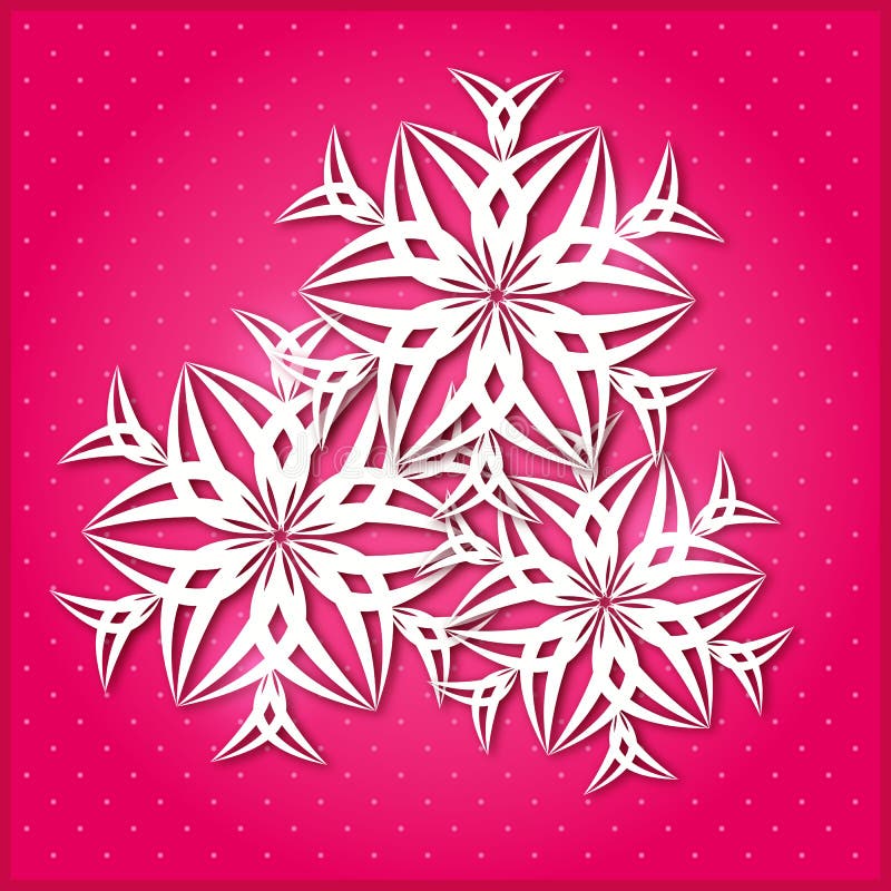 White Paper Snowflake Collection on Pink Background Stock Illustration ...