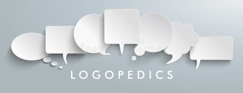 White Paper Speech Balloons Logopedics Header Stock Vector ...