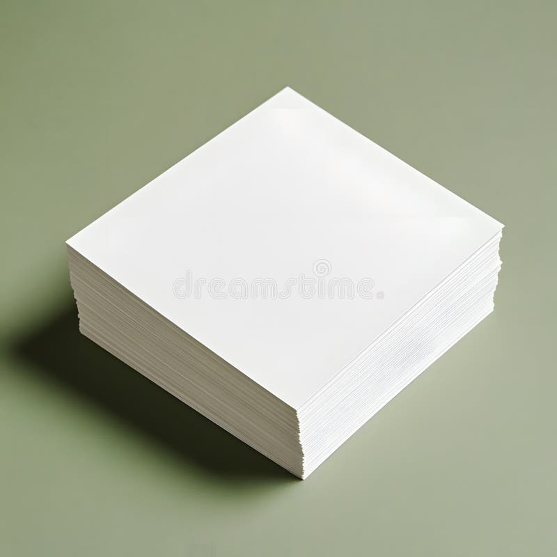 Neatly Stacked White Paper Sheets on Green Background Stock ...