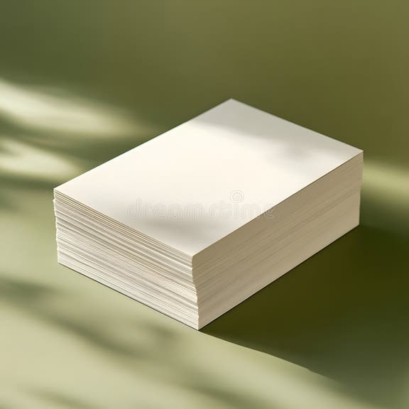 Stack of Blank Paper, Olive Green Background Stock Illustration ...