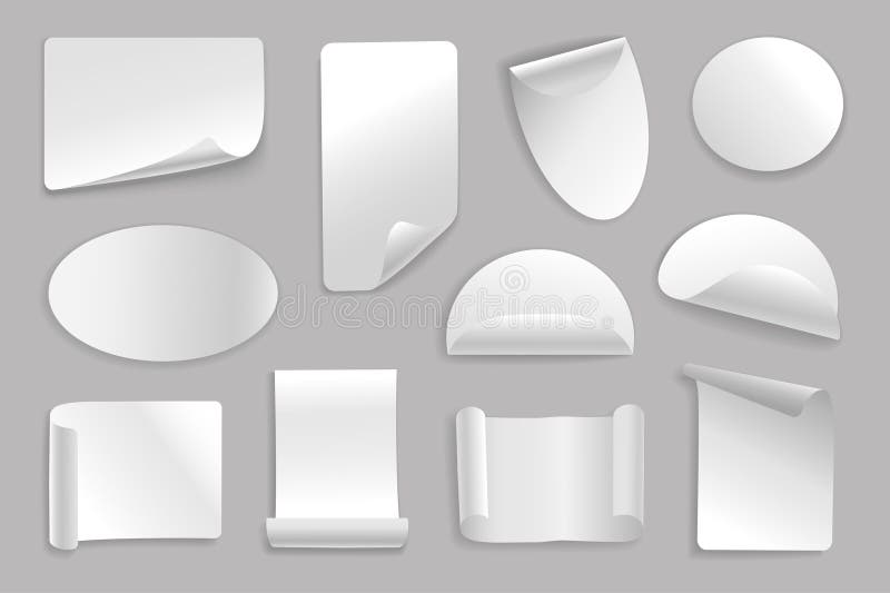 White Paper Stickers Set Elements in Flat Graphic Design. Bundle ...