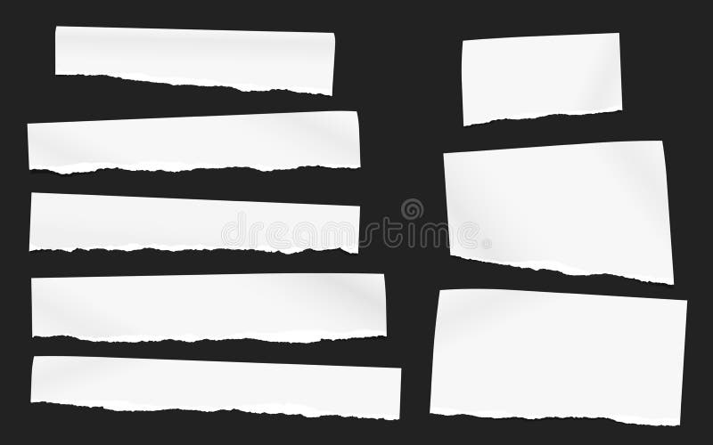 White Paper Strips with Torn Edges in Horizontal Position, Paper for ...