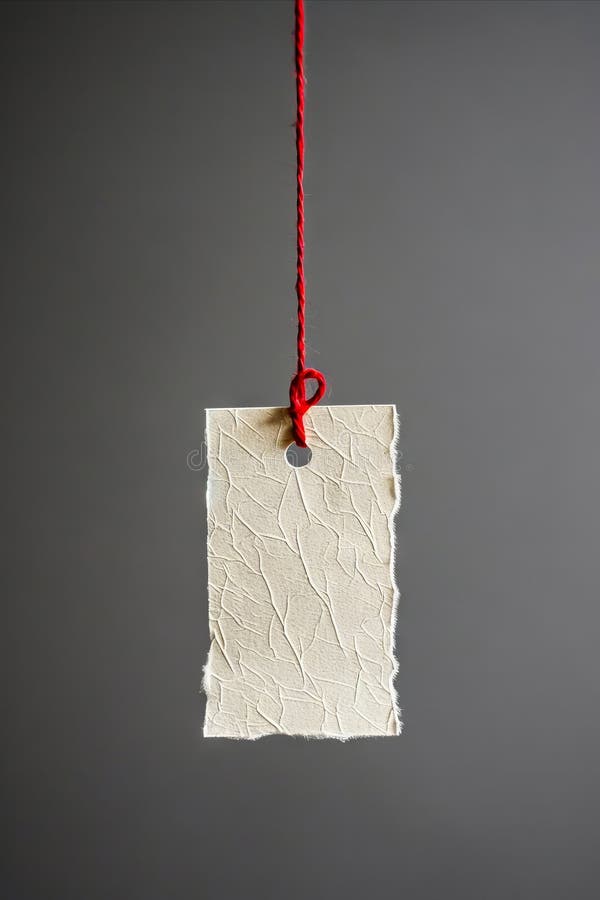 A White Paper Tag Hanging from a String Stock Image - Image of tape ...