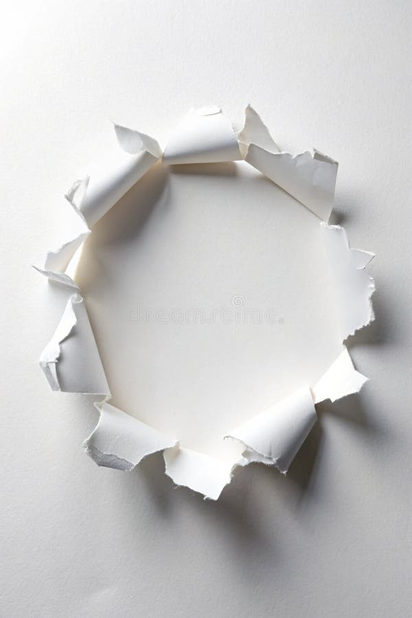 White paper tearing a hole stock illustration. Illustration of tearing ...