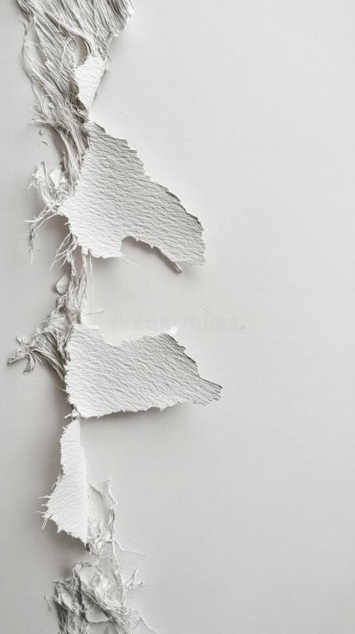 White Paper Tears Vertically on Empty Background, Simple Minimalist ...