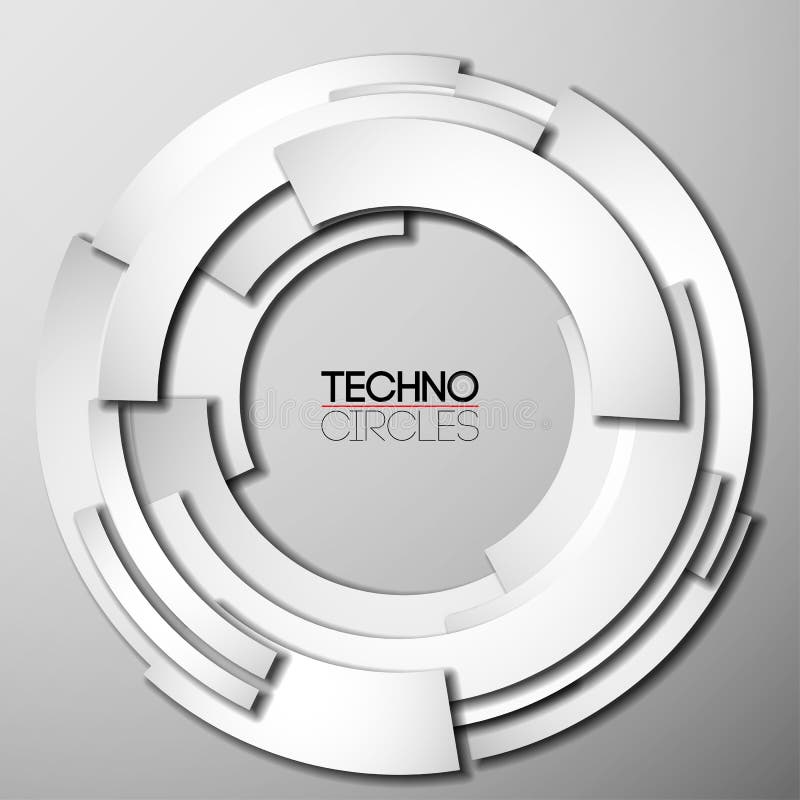 White Paper Tech Circles with Shadow Stock Vector - Illustration of ...