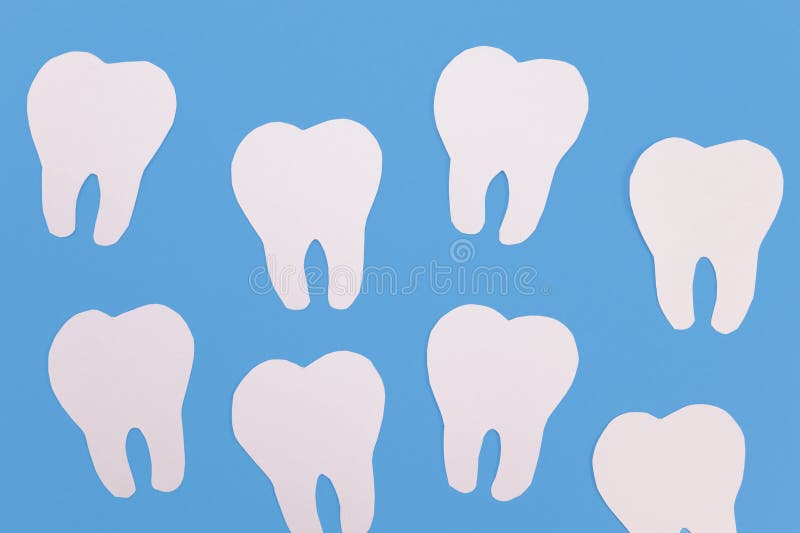 White Paper Teeth on a Blue Background, Background, Texture Stock Image ...