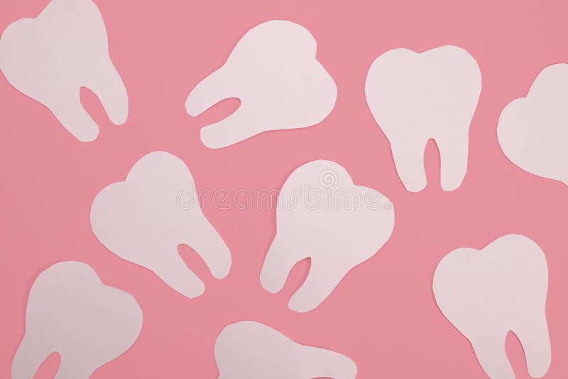 White Paper Teeth on a Pink Background, Background, Texture Stock Photo ...