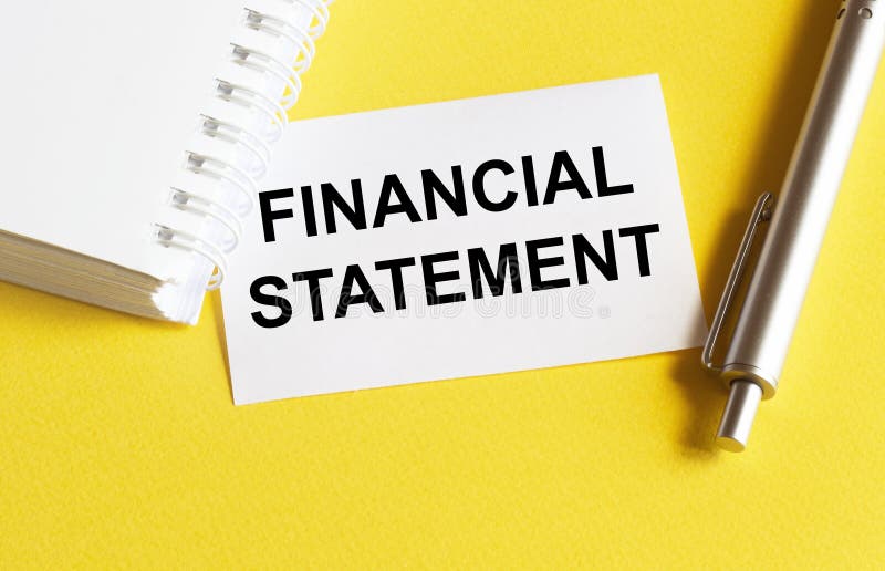 White Paper with Text Financial Statement on a Yellow Background with ...