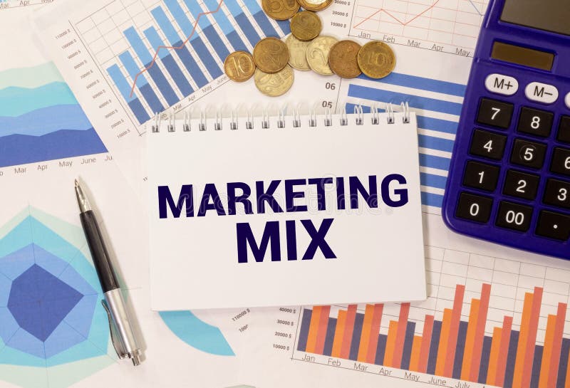 White Paper with Text MARKETING MIX on a White Background with ...
