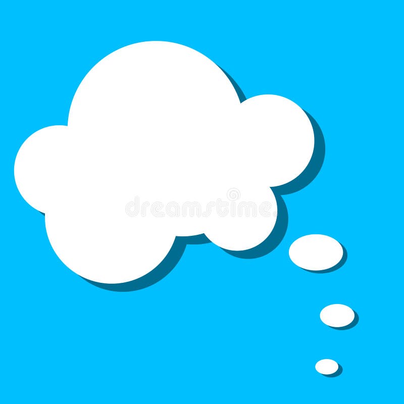 White Paper Thought Bubble on Blue Background. Cloud Speech Frame Icon ...