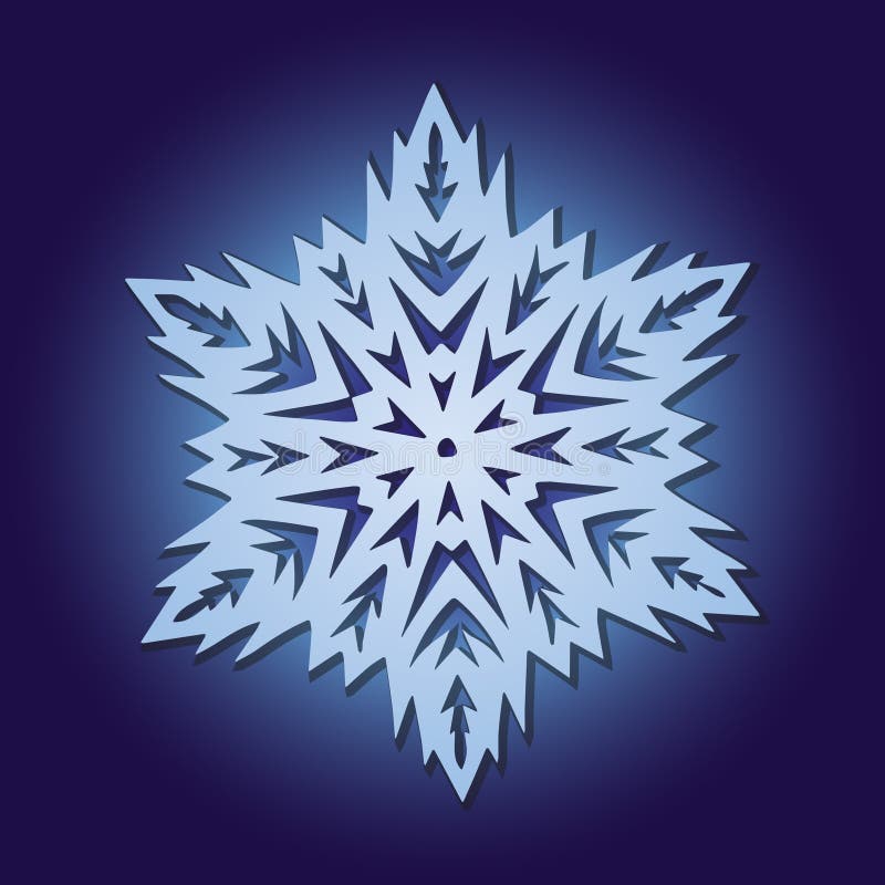 White Paper Three-dimensional Snowflake on a Gradient Dark Blue ...