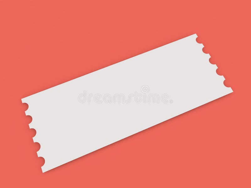 White Paper Ticket Mockup on a Red Background. Stock Illustration ...