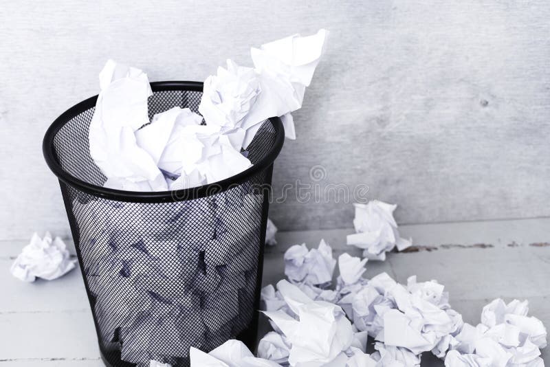 White Paper in the Trash Can Stock Photo - Image of mess, clipping ...