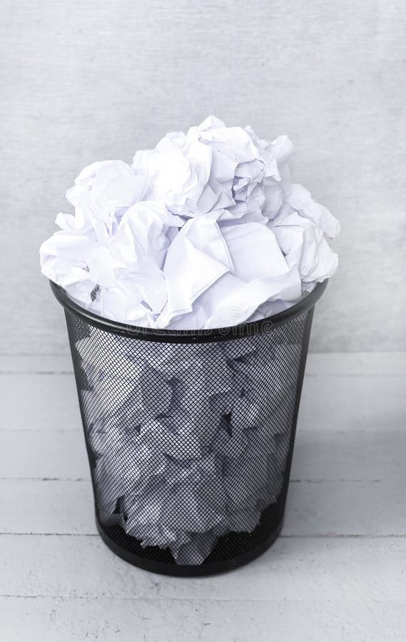 White Paper in the Trash Can Stock Image - Image of page, material ...