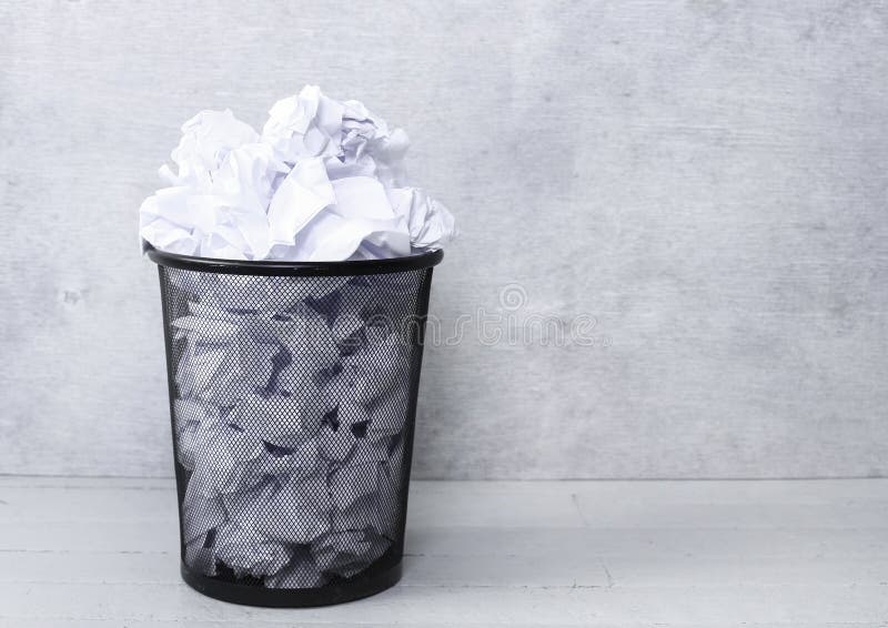 White Paper in the Trash Can Stock Image - Image of ball, garbage: 49472127