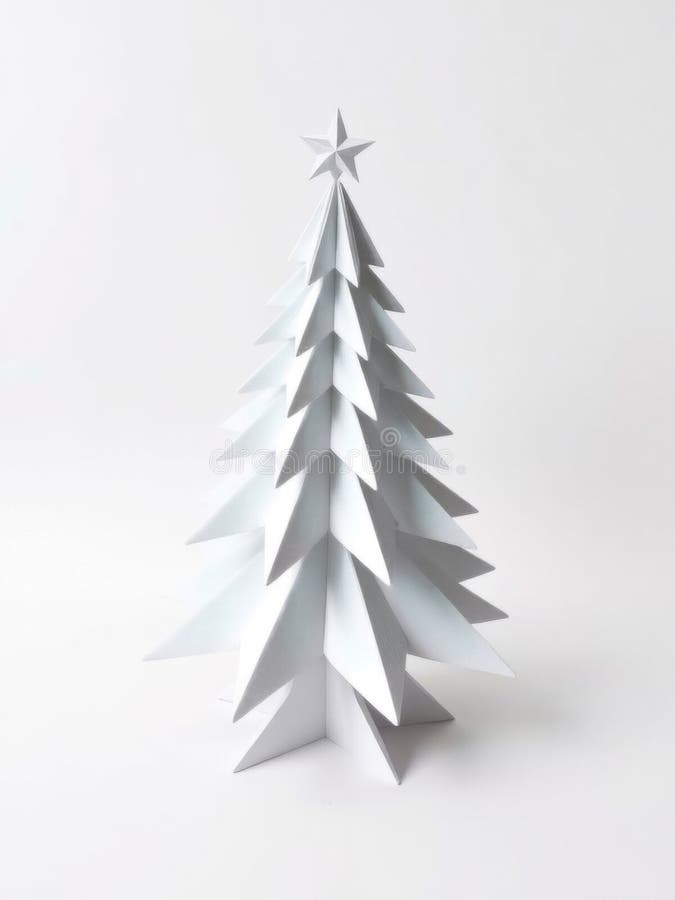 White Paper Tree with a Star on Top Stock Image - Image of december ...