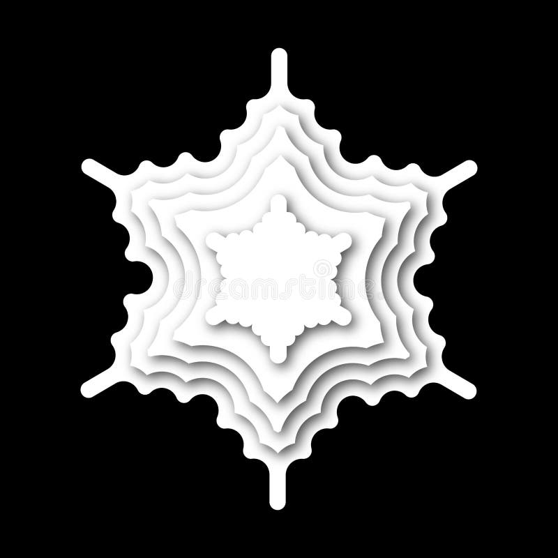 White Paper Volume Snowflake on a Black Background Stock Illustration ...