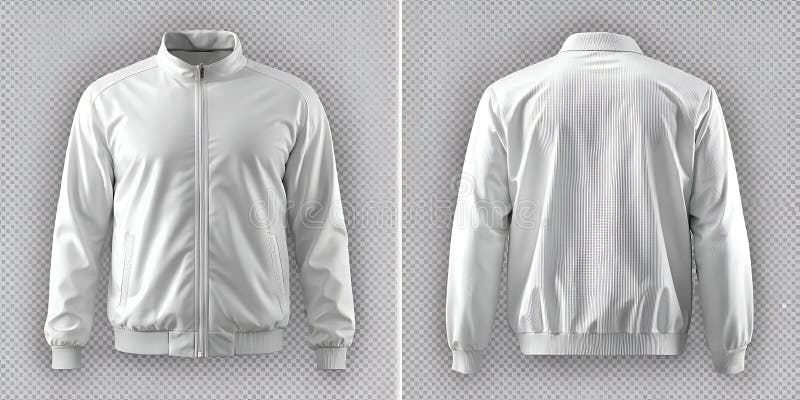 White Parachute Jacket Mockup Transparent Background Stock Illustration ...