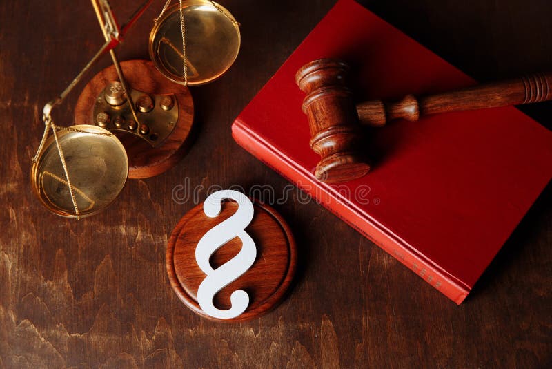 White Paragraph Symbol and Judge Gavel on Law Book Stock Photo - Image ...