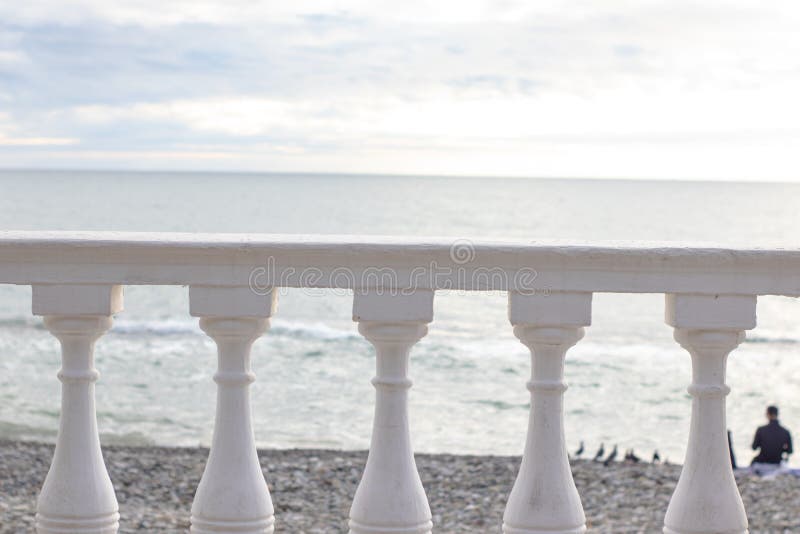 White Parapet on the Seafront Overlooking the Sea Stock Image - Image ...