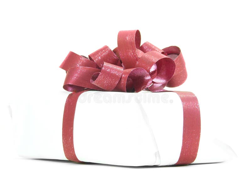 White Parcel Red Ribbon stock image. Image of ornament - 7649269