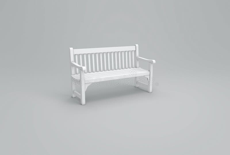 White Park Bench with Back on a Gray Studio Background. Stock ...