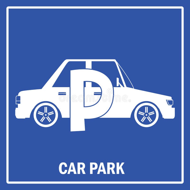 White parking sign stock vector. Illustration of blue - 81629506