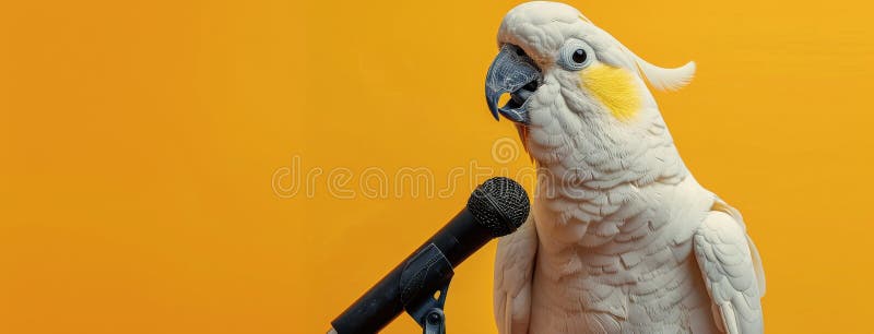 White Parrot Standing Next To Microphone Stock Photo - Image of bird ...