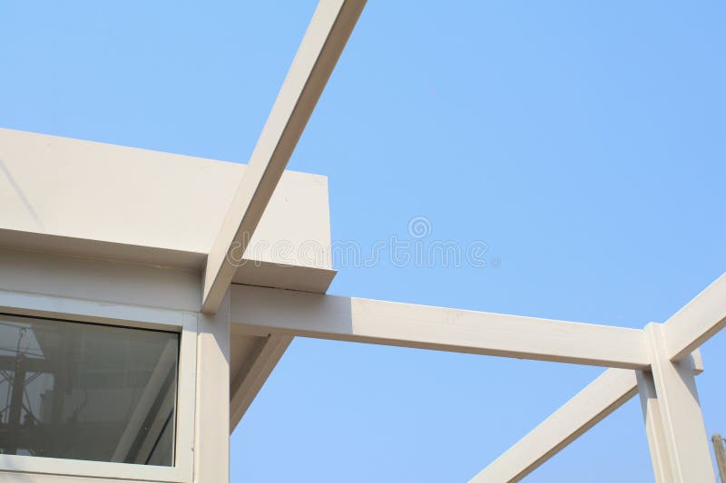 White Part of the Building Against the Blue Sky. Abstract Modern ...