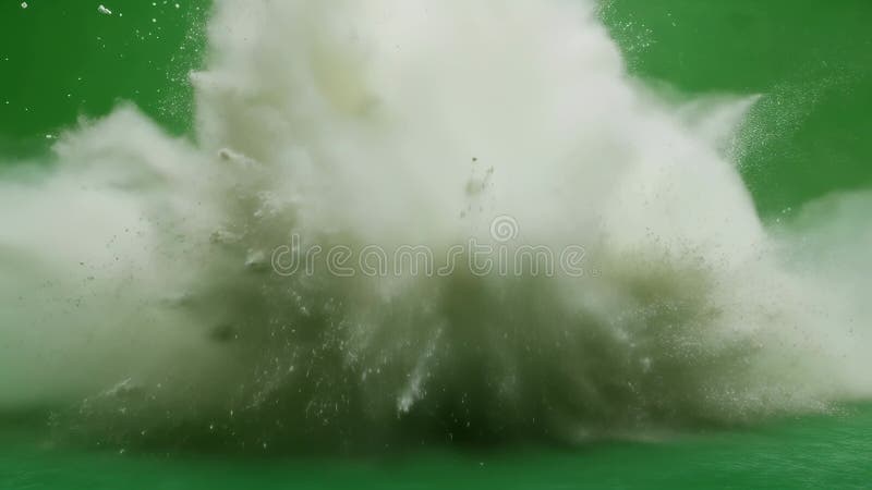 Powerful White Dust Explosion on Green Screen Background Stock Footage ...