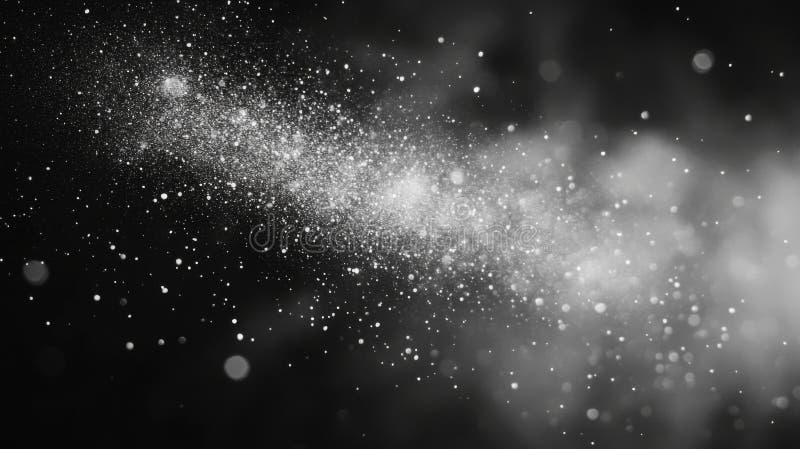 White Particles Floating in a Dark Space Stock Illustration ...