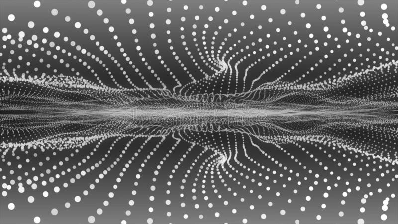 White Particles Flowing Fluid Waves Background. Abstract Liquid Pattern ...