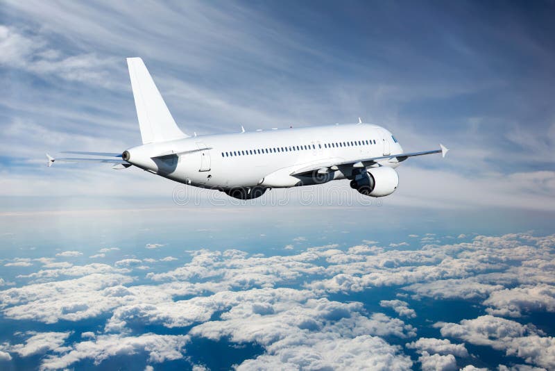 White Passenger Plane Fly Away. Back View of Aircraft. Stock Photo ...