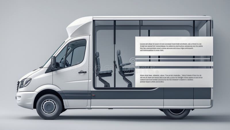 White Passenger Shuttle Van with Transparent Side View Stock ...