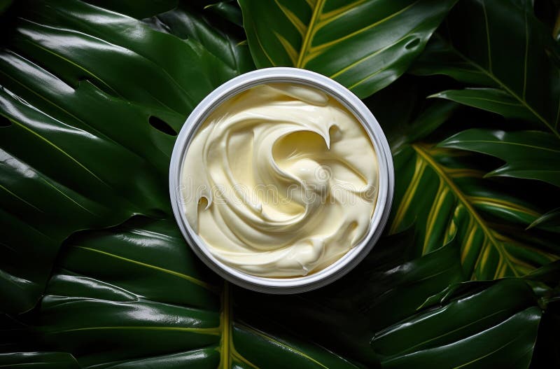 A White Paste of Face Butter on a Green Leaf. Stock Illustration ...