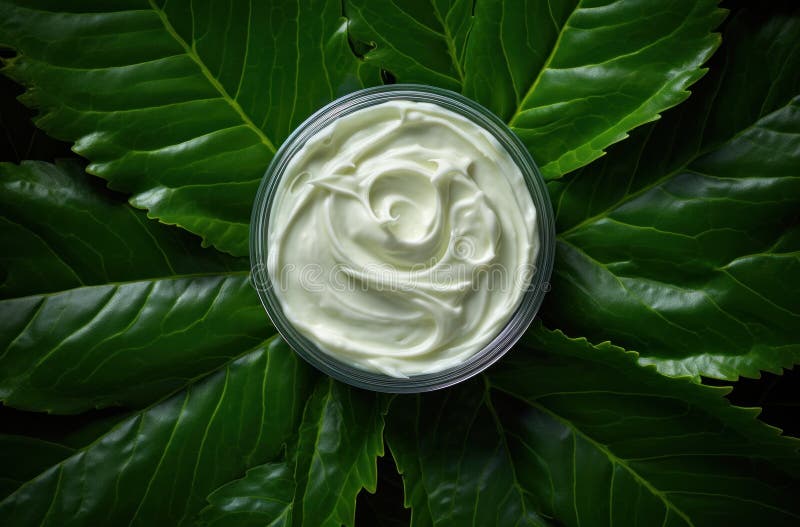 A White Paste of Face Butter on a Green Leaf. Stock Illustration ...