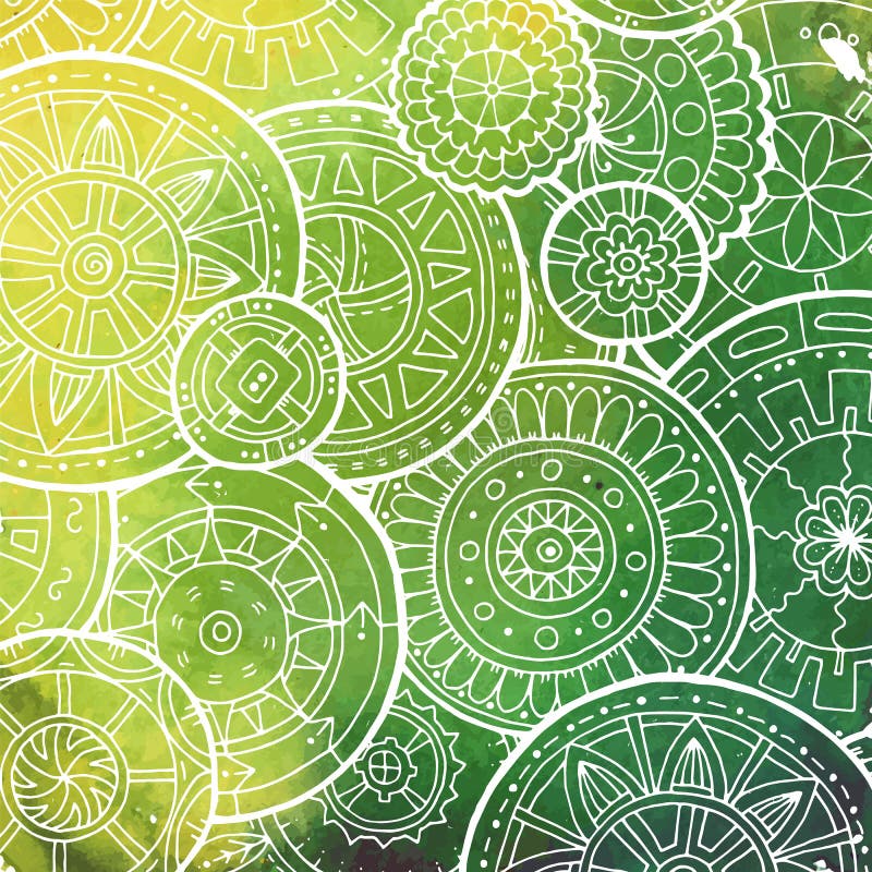 White Pattern with Circle Shape. Abstract Doodle Mandalas. Circle ...