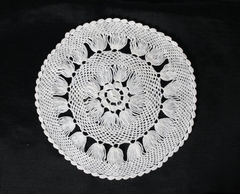 White Pattern Crochet Tablecloth Stock Photo - Image of antique ...