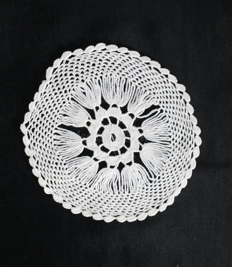 White Pattern Crochet Tablecloth Stock Image - Image of retro, fabric ...