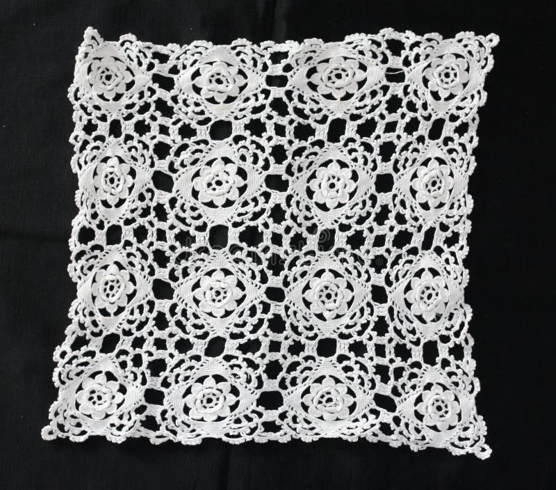 White Pattern Crochet Tablecloth Stock Image - Image of decoration ...